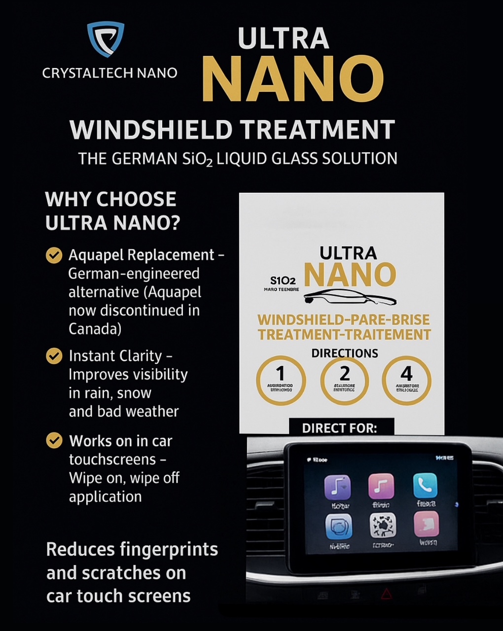 Nano Liquid Glass Windshield Treatment - Crystaltech Nano